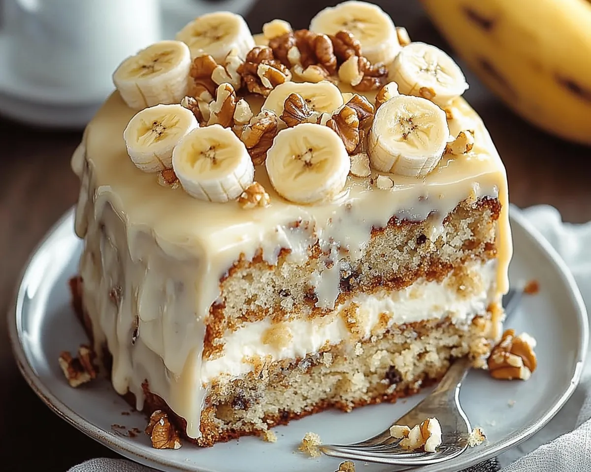 Heavenly Banana Walnut Cream Cake recipe - Newsile